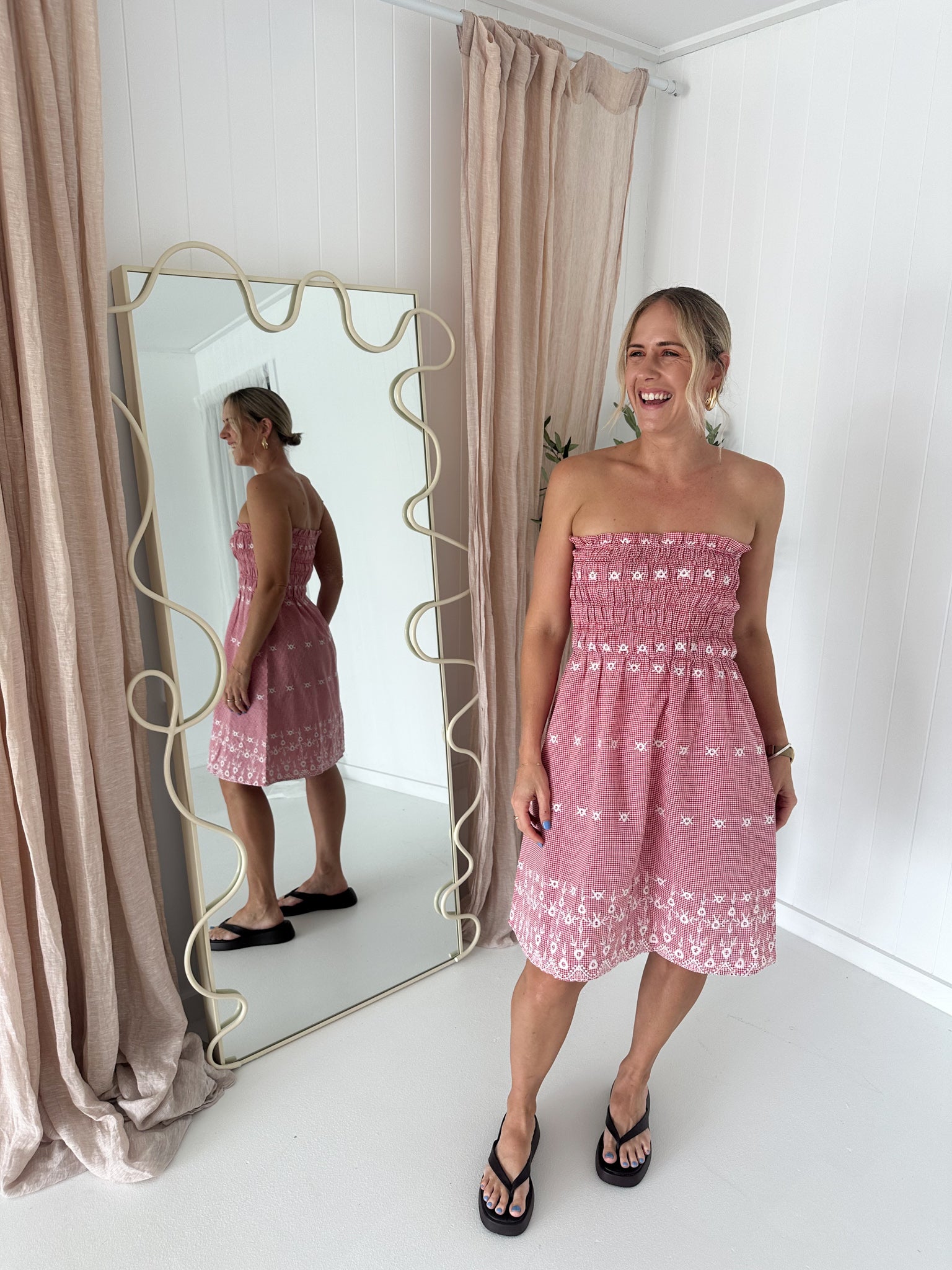 Macie Dress- Red/White gingham – Her Top Shop