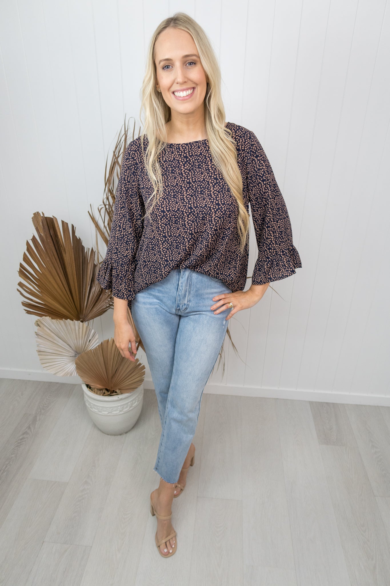 Reese Top -Navy/speckle – Her Top Shop